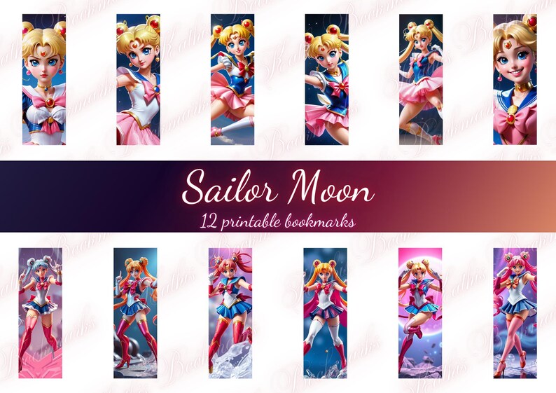 Sailormoon, 12 Printables Bookmarks, Digital Bookmarks, Instant ...