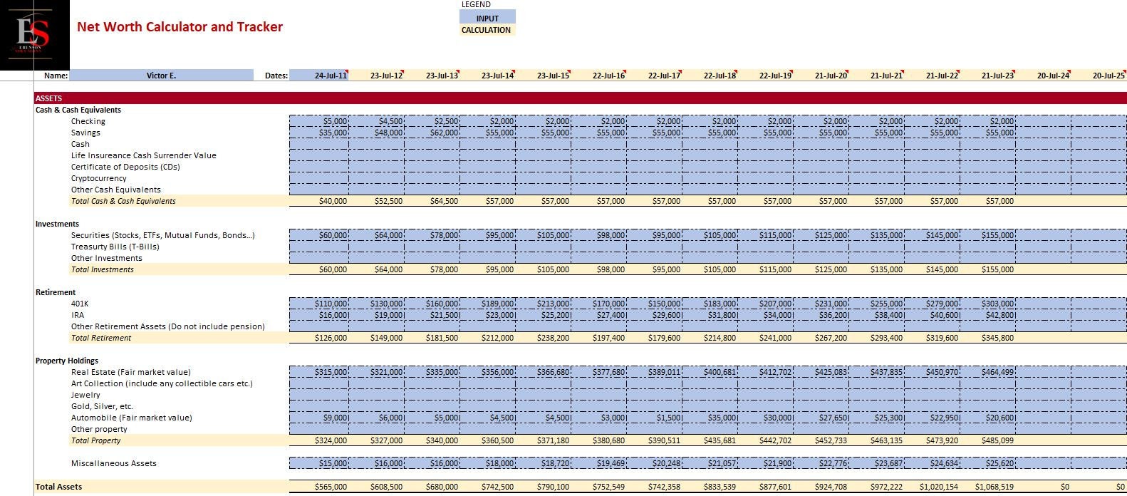 Comprehensive Net Worth Calculator and Tracker - Etsy