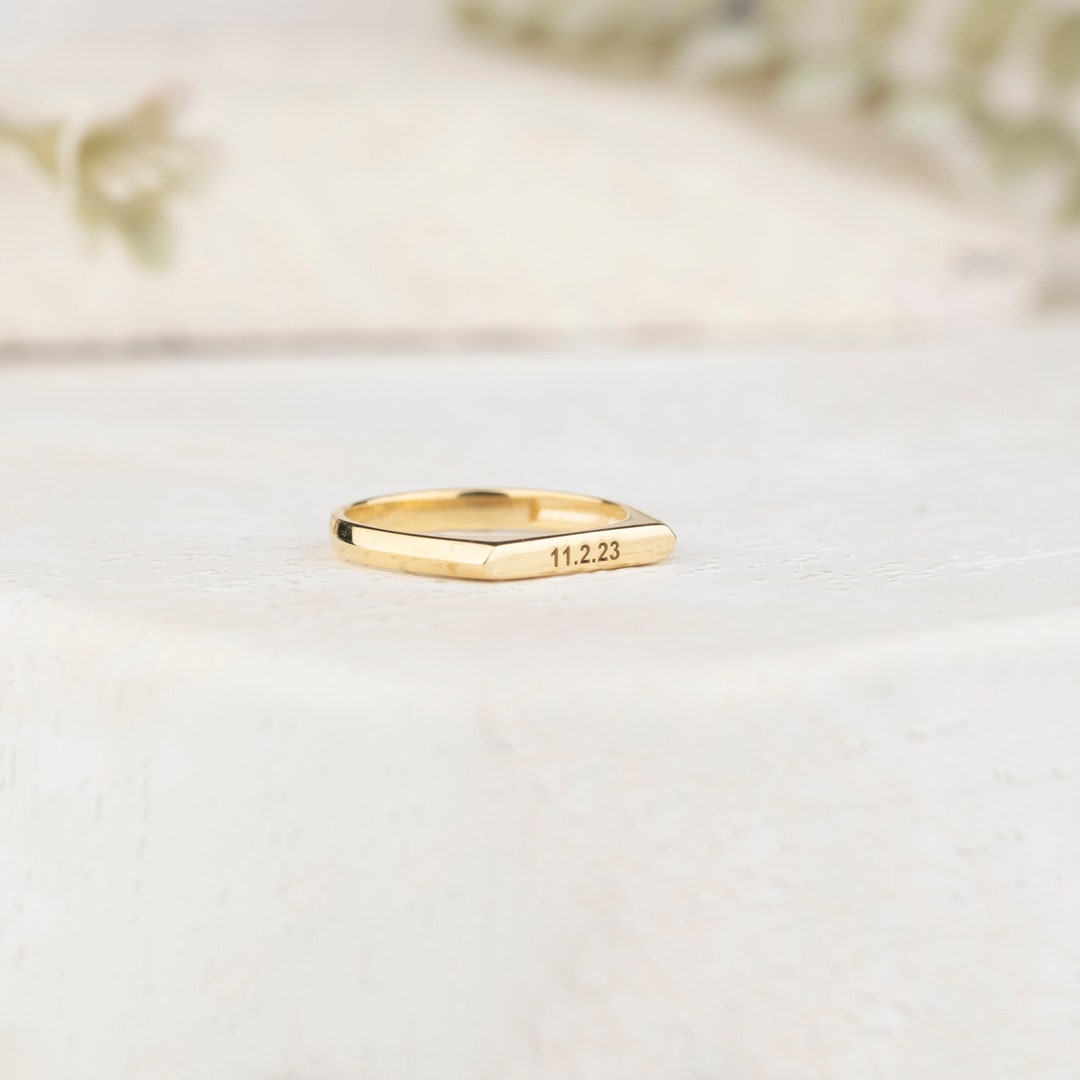 Coordinates Ring, Name Ring, Location Ring, Mother Day Gift, Delicate ...