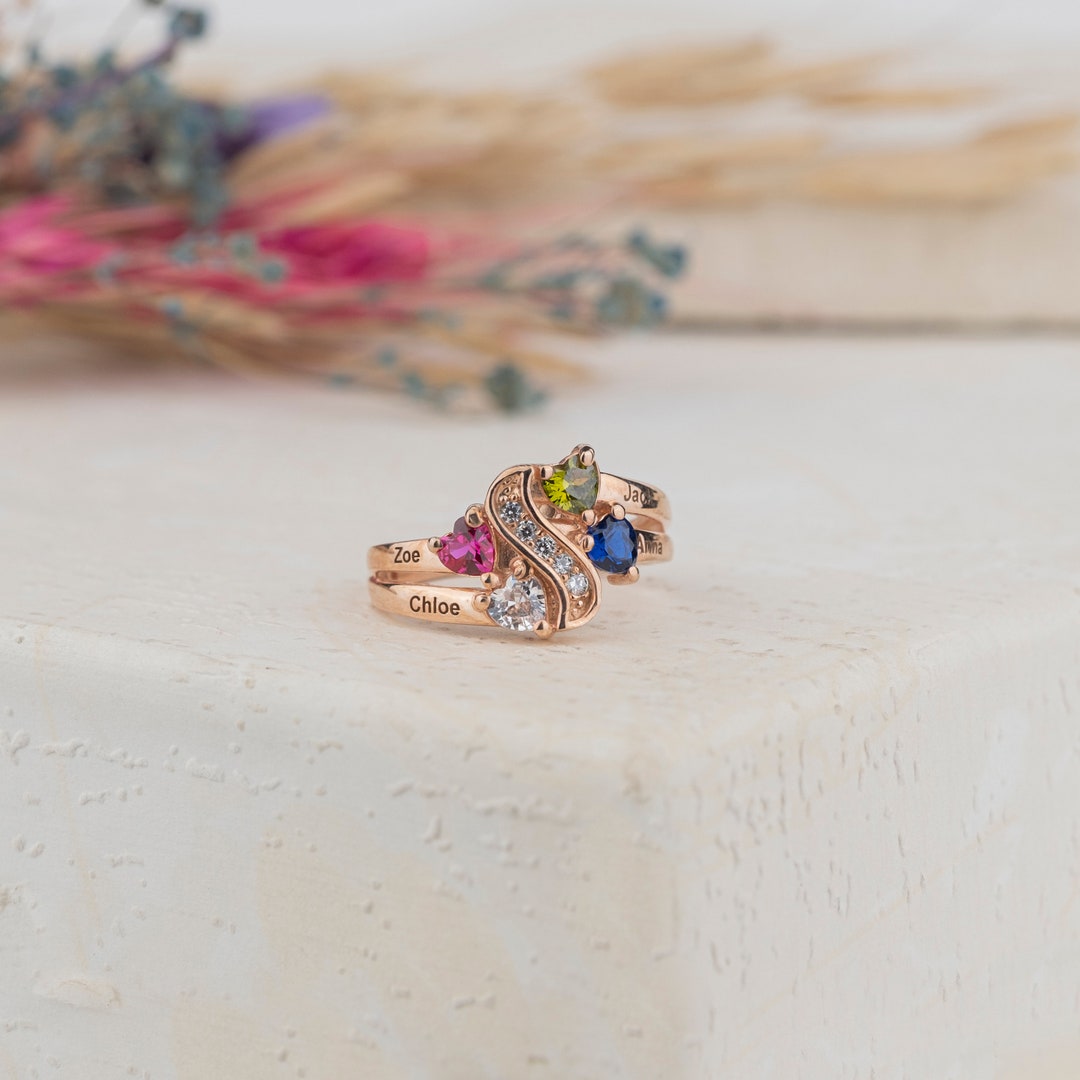 Mother's Day Ring, Personalized Mother's Ring, Birthstone Family Ring ...