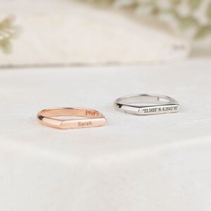 Coordinates Ring, Name Ring, Location Ring, Mother Day Gift, Delicate ...