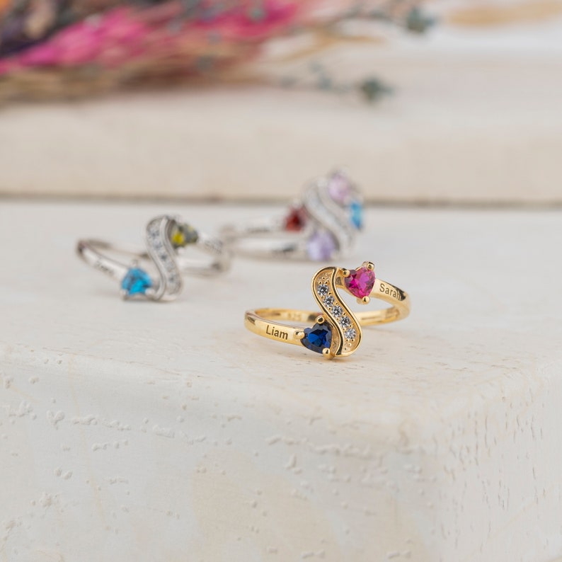Personalized Birthstone Ring for Mom, Sterling Silver Family Jewelry ...