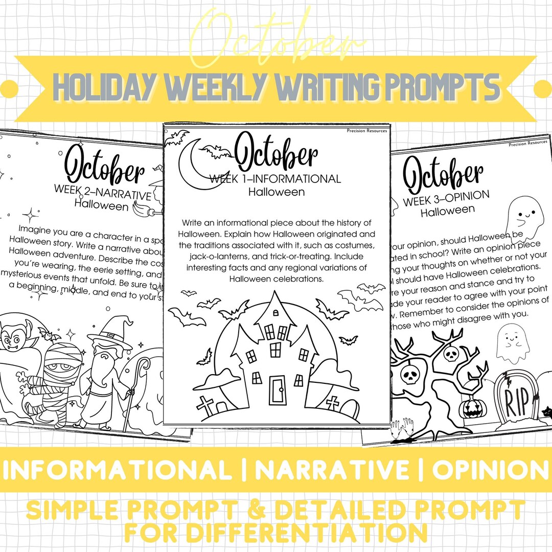 October Holiday Weekly Writing Prompts Genre Spiral Review Georgia ...