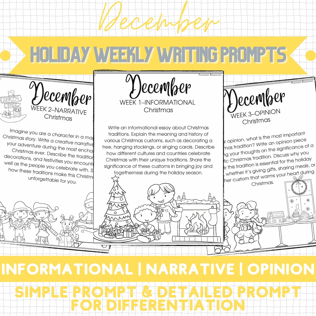 December Holiday Weekly Writing Prompts Genre Spiral Review Georgia ...
