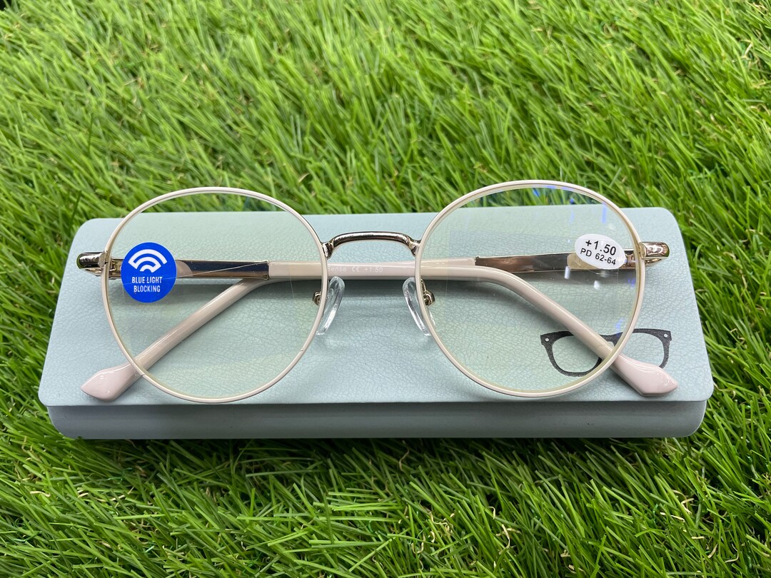 Blue Blocker Round Reading Glasses Without Prescription, Optical ...