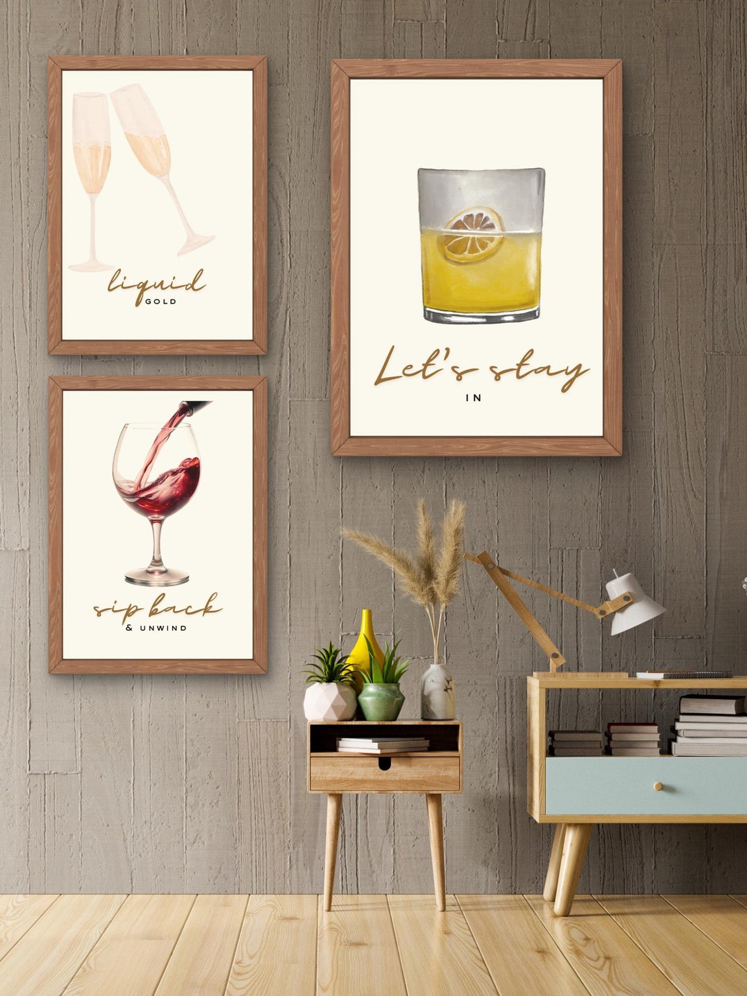 Vintage Bar Posters, Home Bar Decor, Liquid Gold, Sip Back and Unwind ...