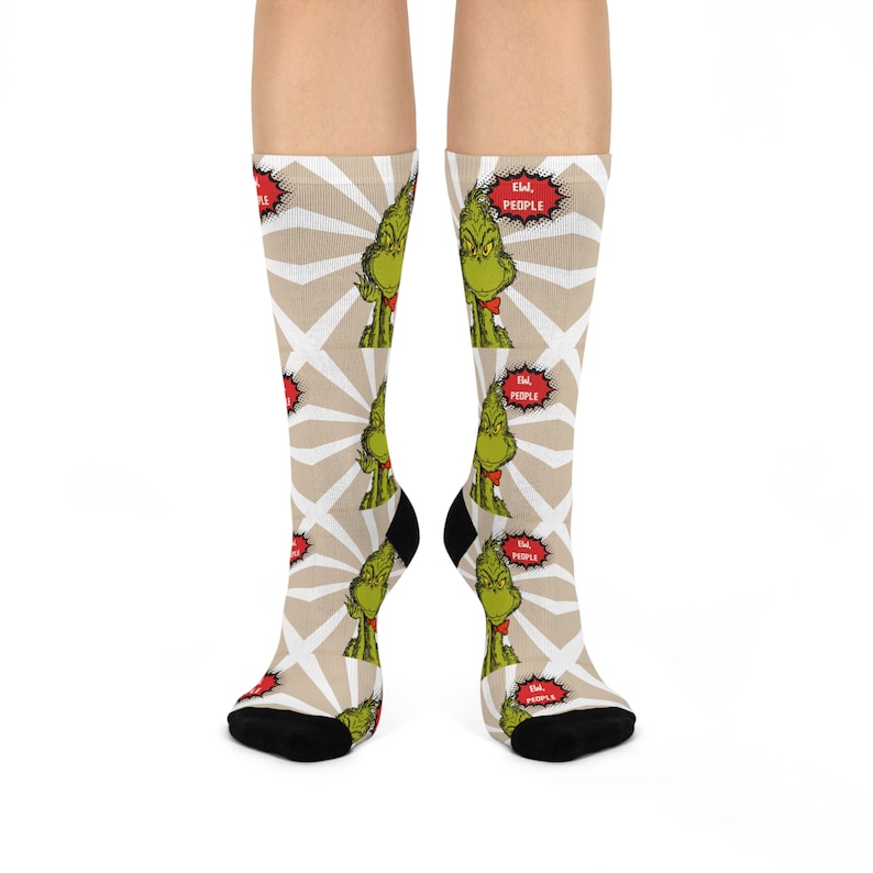 Grinchy Cushioned Crew Socks - Etsy
