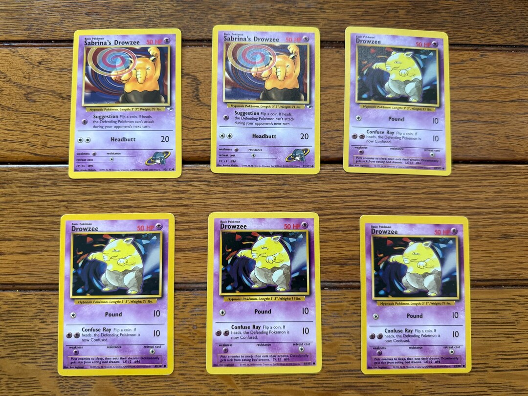 Pokemon Drowzee and Sabrina’s Drowzee , Lot of 6, 1999 and 1999-2000 ...