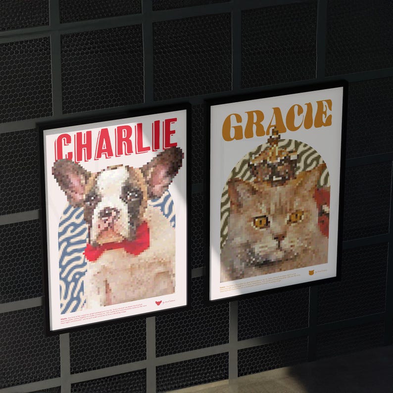 Custom Pixel Pet Portrait, Personalized Portrait for Dogs and Cats ...
