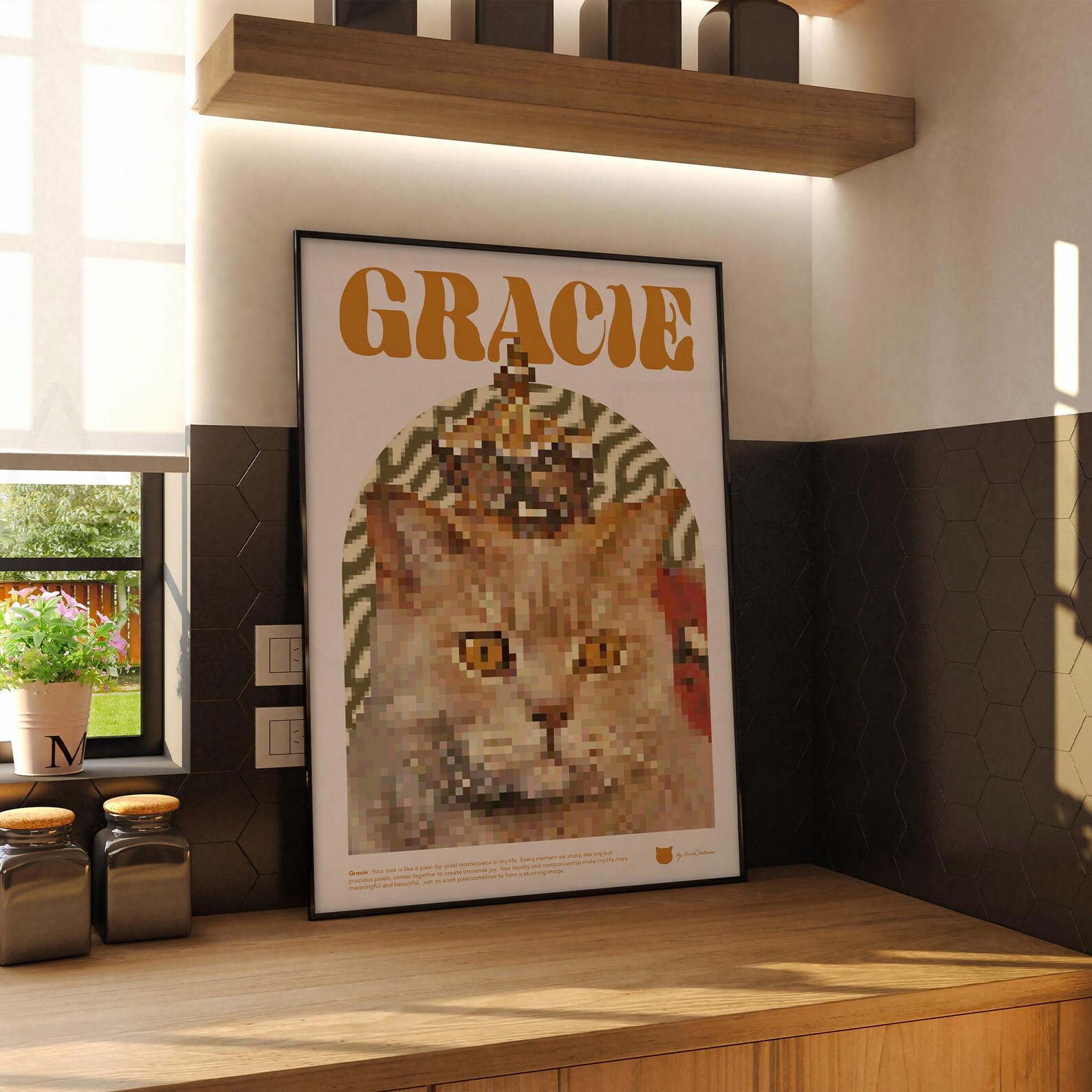 Custom Pixel Pet Portrait, Personalized Portrait for Dogs and Cats ...
