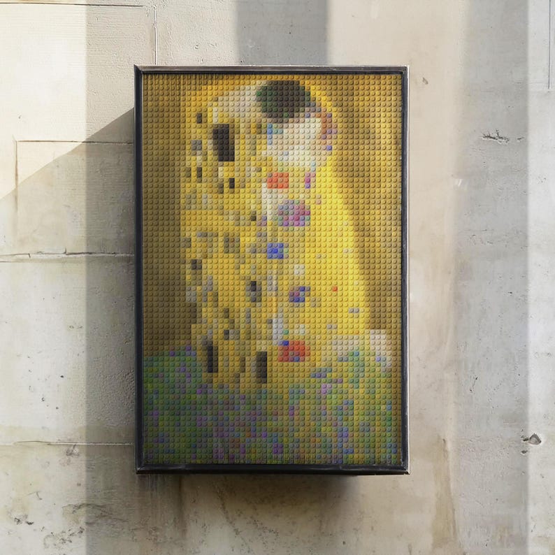 Gustav Klimt the Kiss Pixel Art Poste, Vibrant, Modern Decor for Art ...