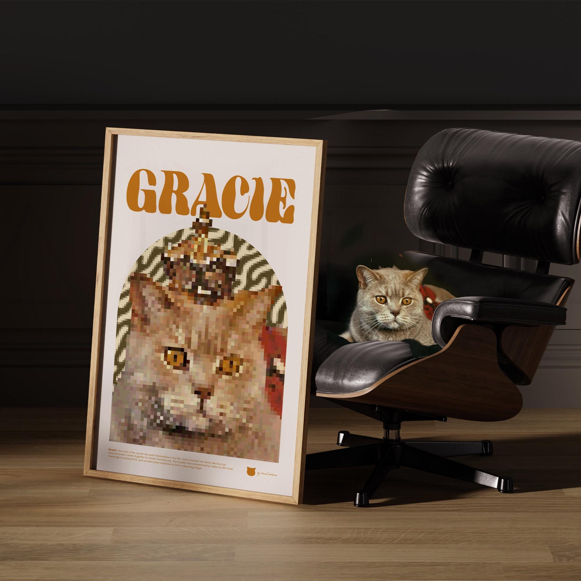 Custom Pixel Pet Portrait, Personalized Portrait for Dogs and Cats ...