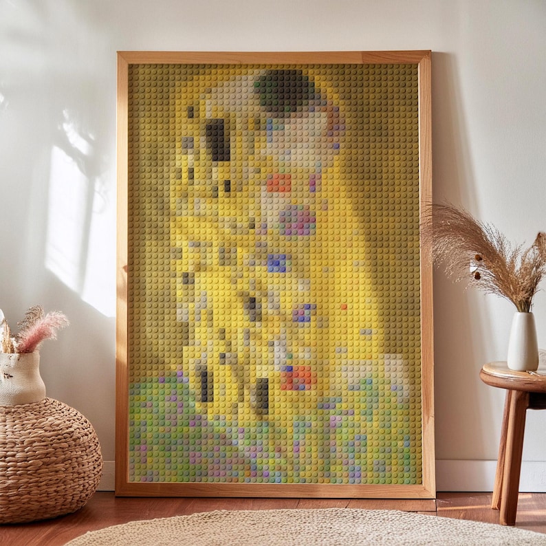 Gustav Klimt the Kiss Pixel Art Poste, Vibrant, Modern Decor for Art ...