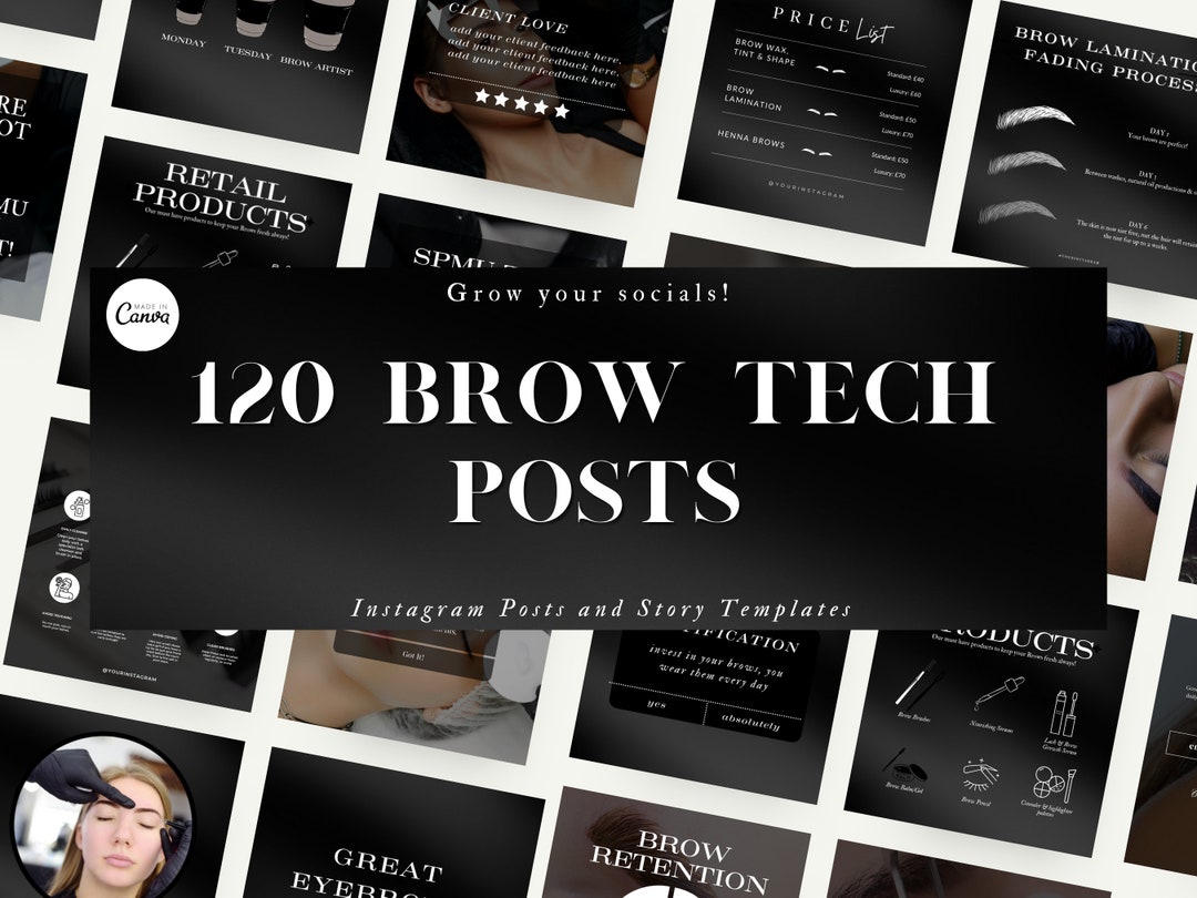 120 Brow Tech Instagram Templates, Brow Lamination Instagram Template ...