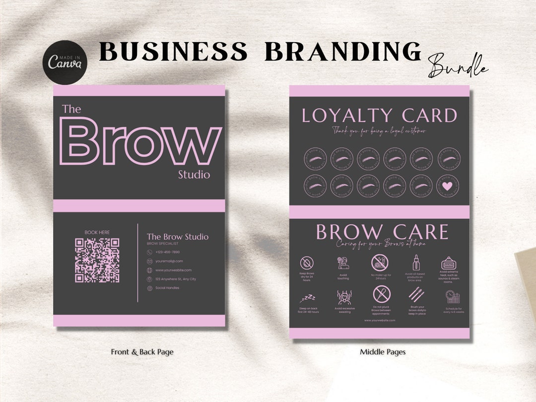 Editable Brow Tech Business Card Template, Brows Business Card With QR ...
