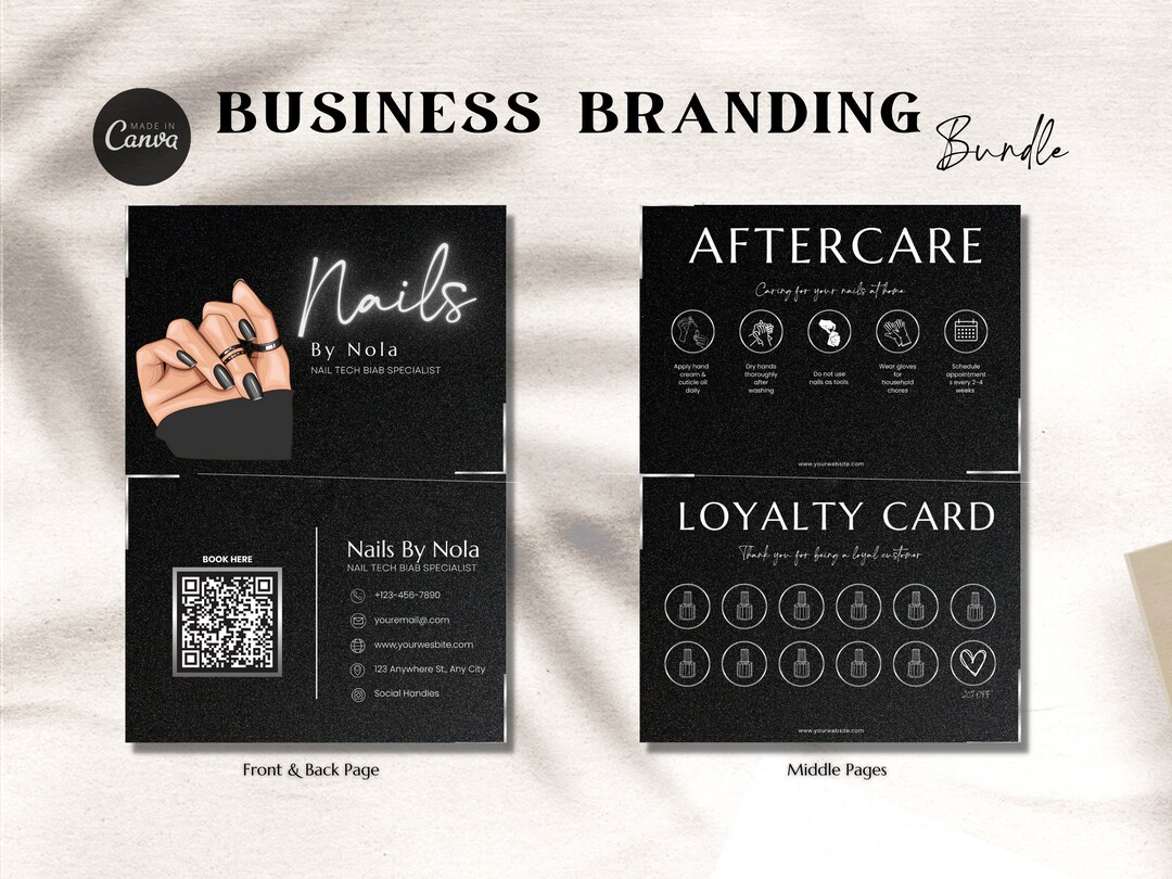 Editable Nail Tech Business Card Template, Nails Business Card With QR ...