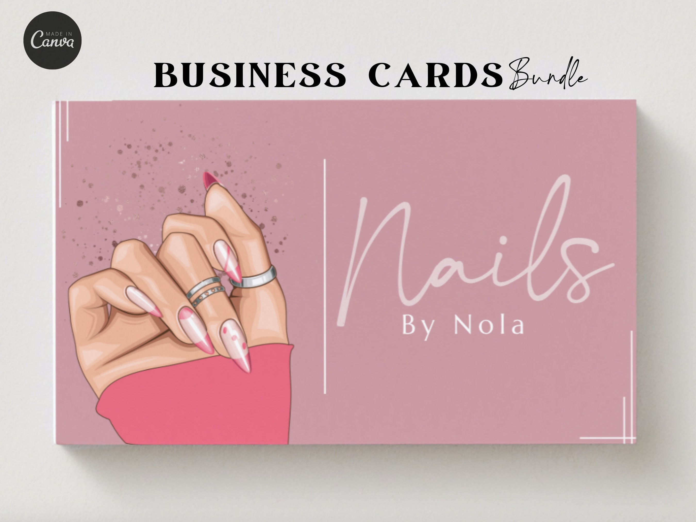 Editable Nail Tech Business Card Template, Nails Business Card With QR ...