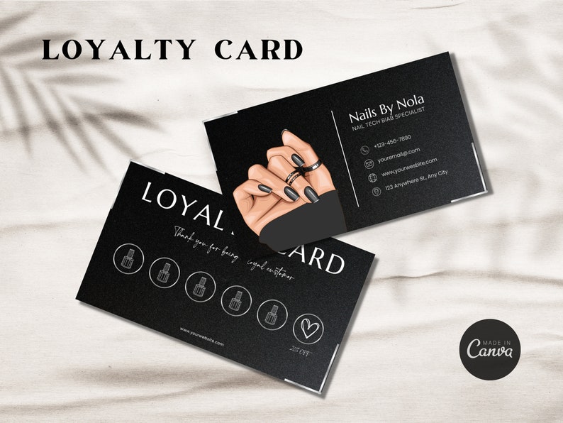 Editable Nail Tech Business Card Template, Nails Business Card With QR ...