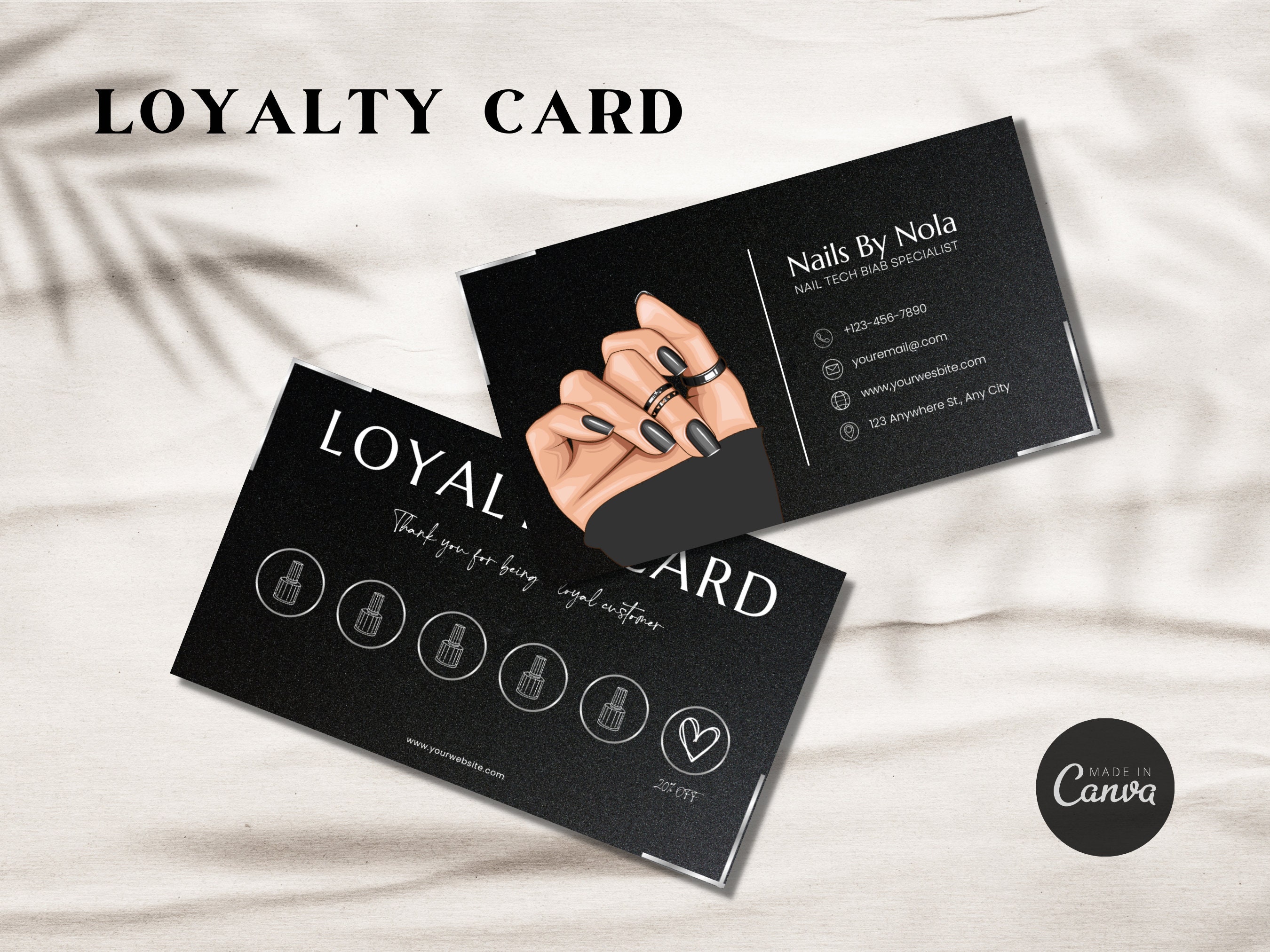 Editable Nail Tech Business Card Template, Nails Business Card With QR ...