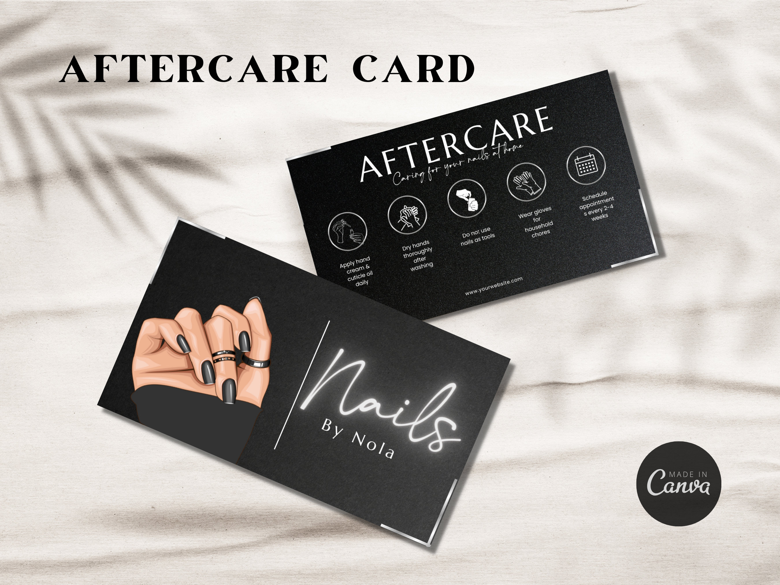 Editable Nail Tech Business Card Template, Nails Business Card With QR ...