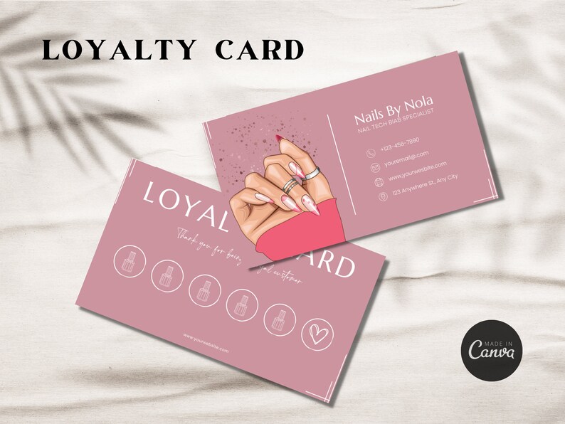 Editable Nail Tech Business Card Template, Nails Business Card With QR ...