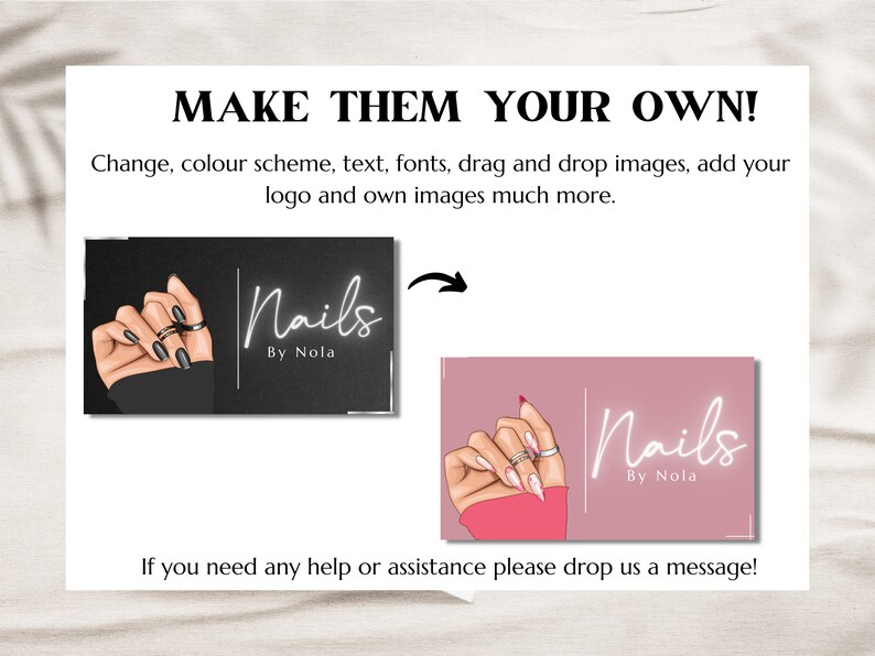 Editable Nail Tech Business Card Template, Nails Business Card With QR ...
