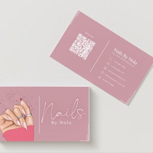 Editable Nail Tech Business Card Template, Nails Business Card With QR ...