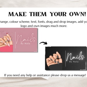 Editable Nail Tech Business Card Template, Nails Business Card With QR ...