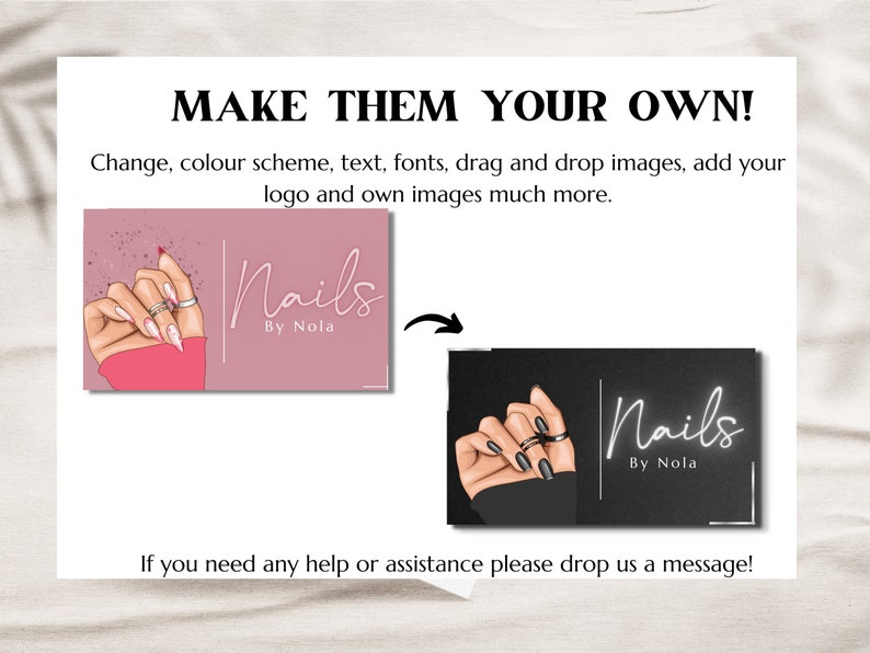 Editable Nail Tech Business Card Template, Nails Business Card With QR ...