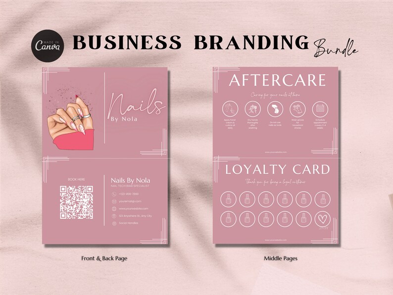 Editable Nail Tech Business Card Template, Nails Business Card With QR ...