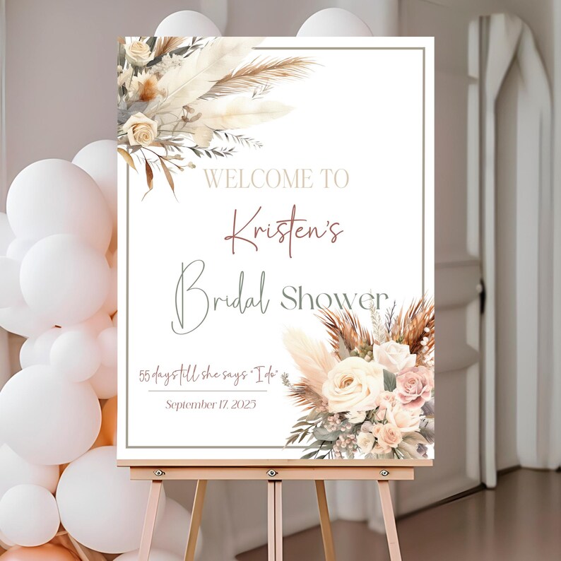 Boho Bridal Shower Welcome Sign, 7 Size Bridal Welcome Sign, Boho ...