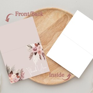 Boho Thank You Card, Boho Floral Thank You, Bridal Thank You Note, Baby ...
