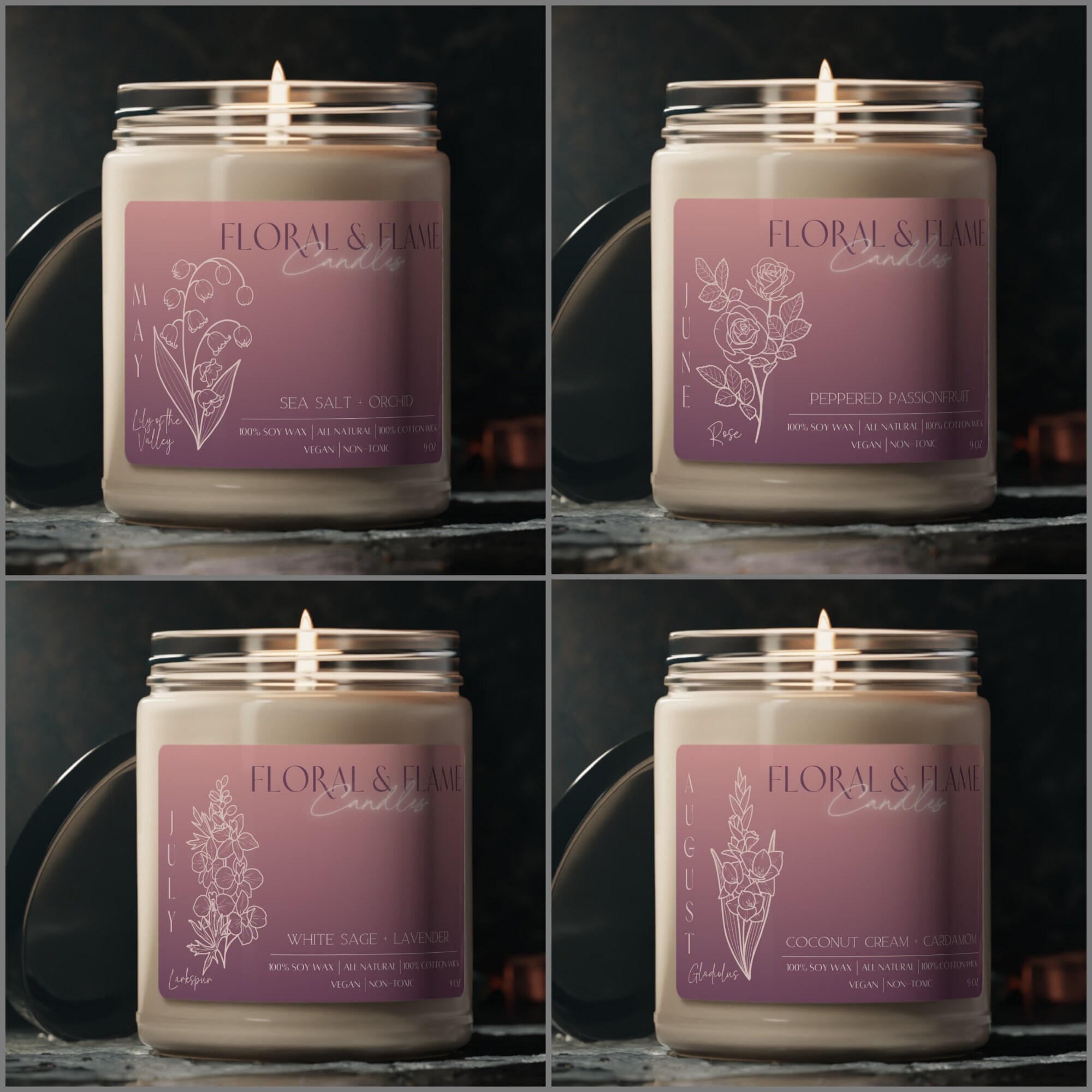 Personalized Birth Month Candle, October Candle, Custom Text, Soy ...