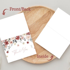 Thank You Card, Floral Thank You Note, Thank You Stationary, Bridal ...