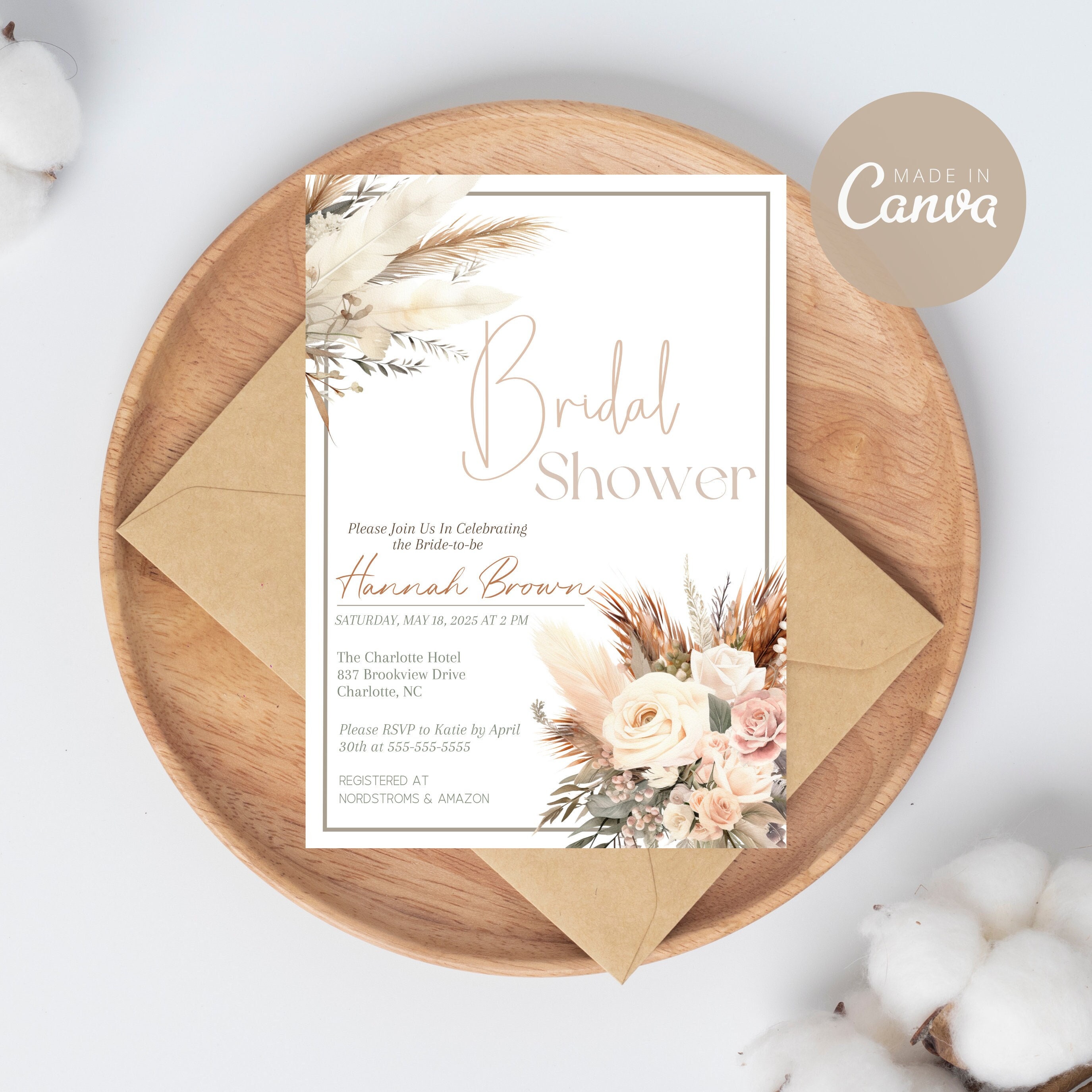 Boho Bridal Shower Invitation, Fall Wedding Shower, Bohemian Bridal ...