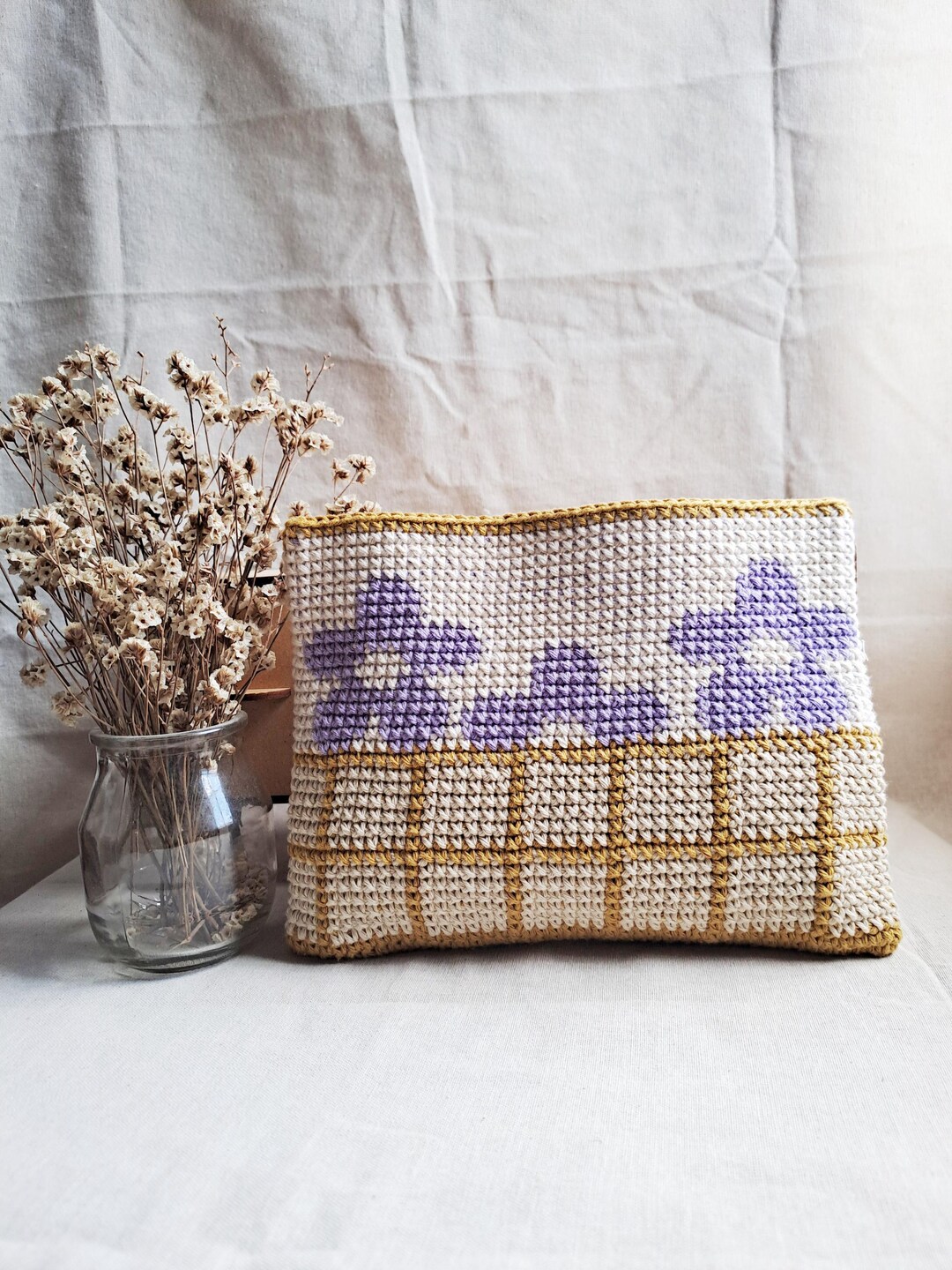 PDF Pattern Crochet Tapestry for Knitting – Violet Case – Modern Floral ...