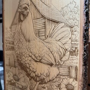 Rooster Engraved Live Edge Picture - Etsy