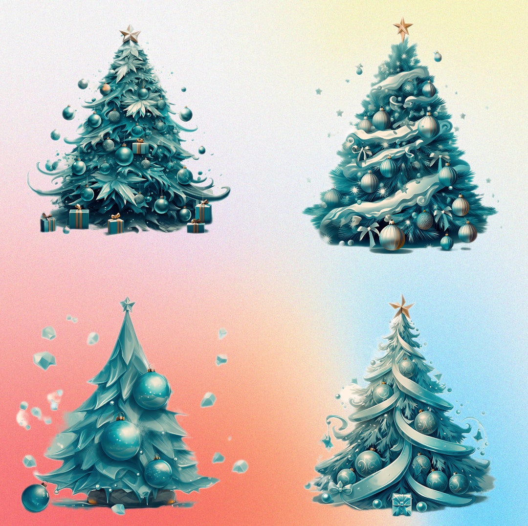 Modern Christmas Trees Clip Art Collection-antique Winter - Etsy
