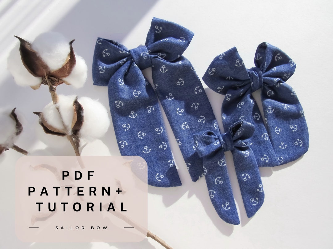 Hair Bow Pattern Pdf , Do It Yourself Sailor Bow , Beginner Sewing ...