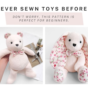 Memory Bear Pattern and Bunny Sewing Pattern Pdf , Teddy Bear Pattern , Easy Rabbit Pdf Pattern ...