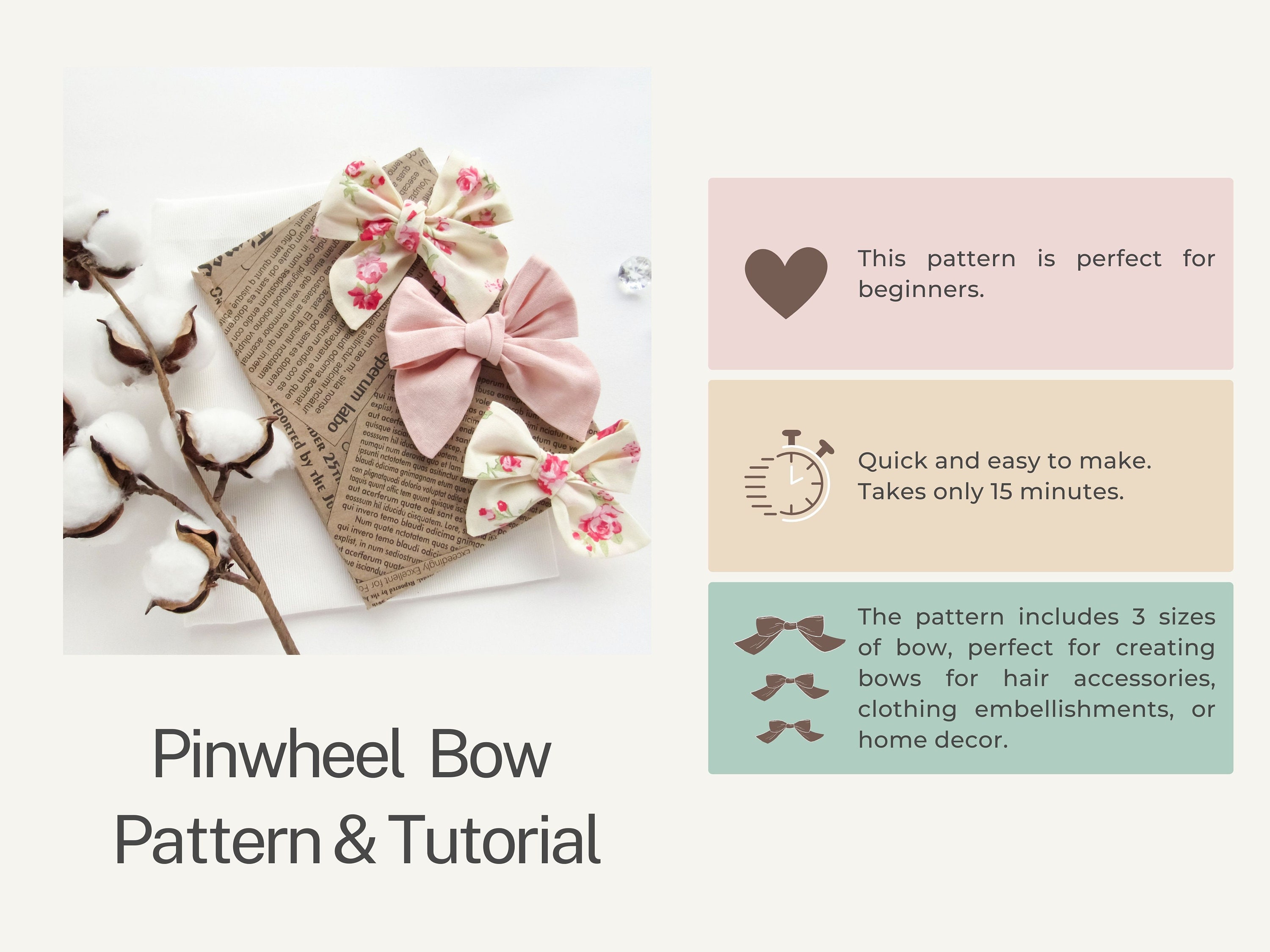 Bow Sewing Pattern PDF: DIY Baby Hair Bows (digital Download) - Etsy