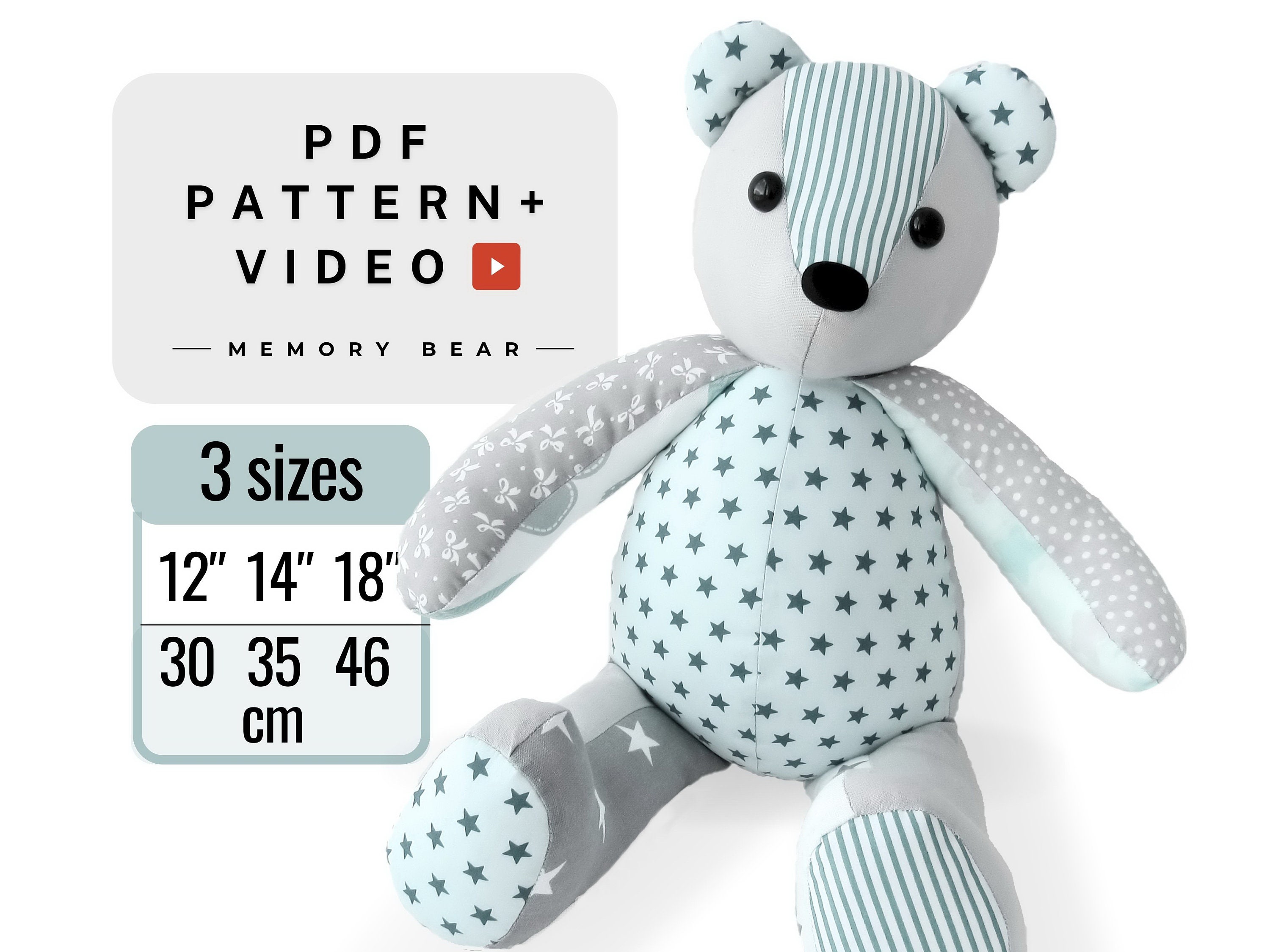 Memory Teddy Bear Sewing Pattern , Tutorial + Video (PDF Download) - Etsy
