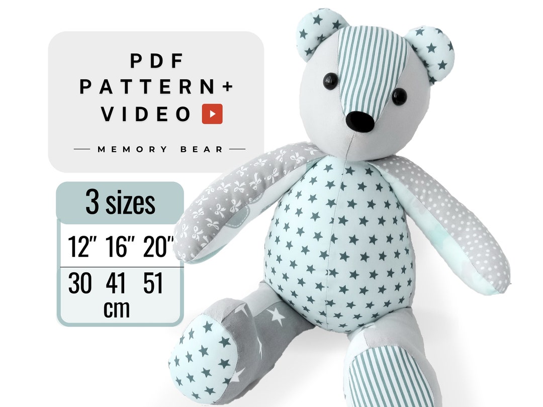 Memory Teddy Bear Sewing Pattern Pdf Memory Bear Template + Tutorial ...