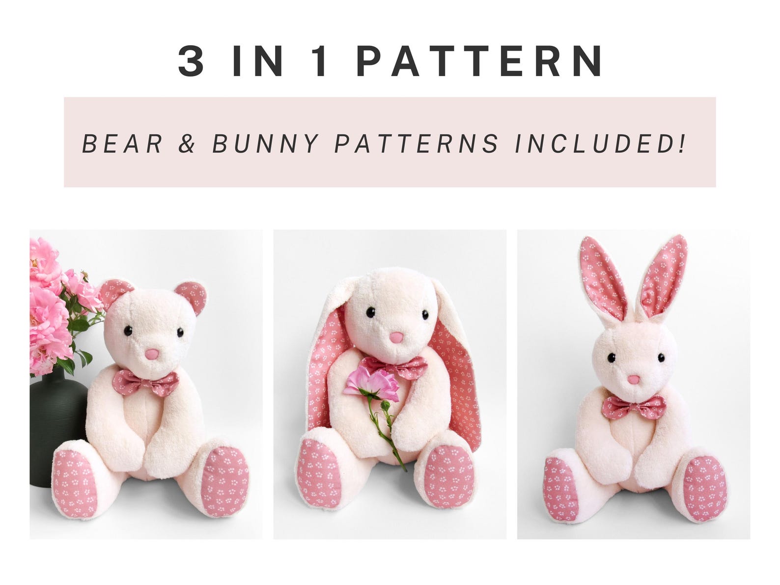 Memory Bear & Bunny Sewing Pattern: 10 Sizes, Keepsake Plush (PDF ...