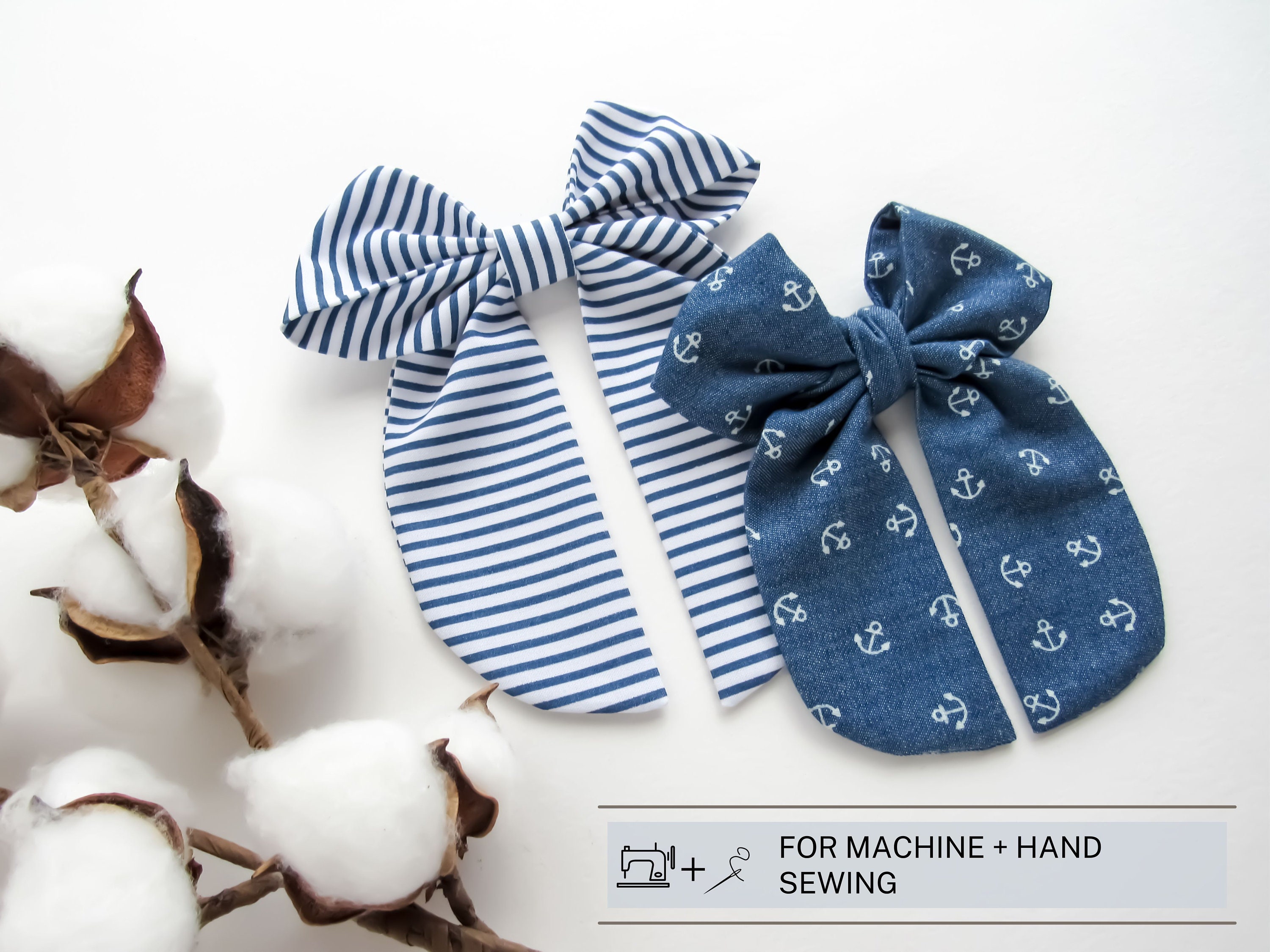 Hair Bow Pattern Pdf , Do It Yourself Sailor Bow , Beginner Sewing ...
