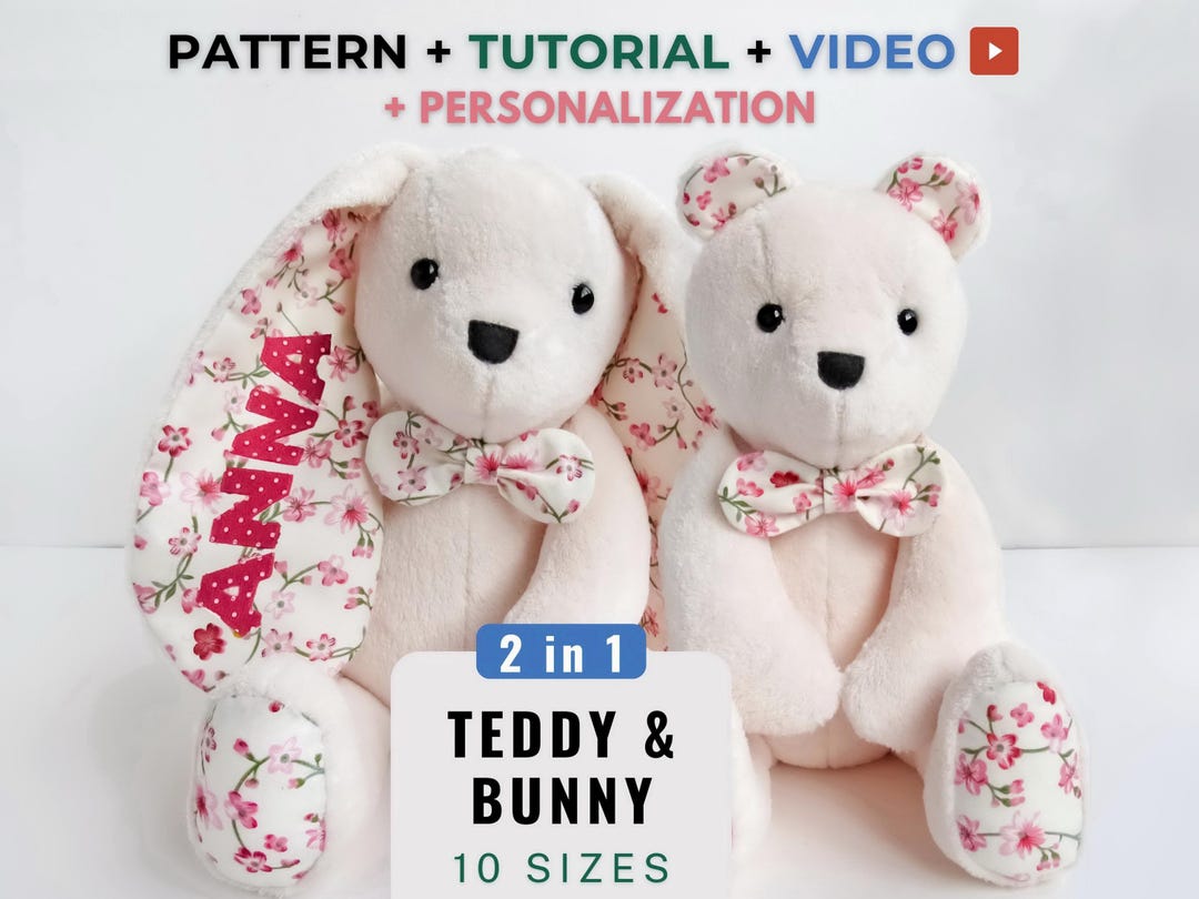 Memory Bear Pattern , DIY Personalized Gift , Memory Bear Template Pdf ...