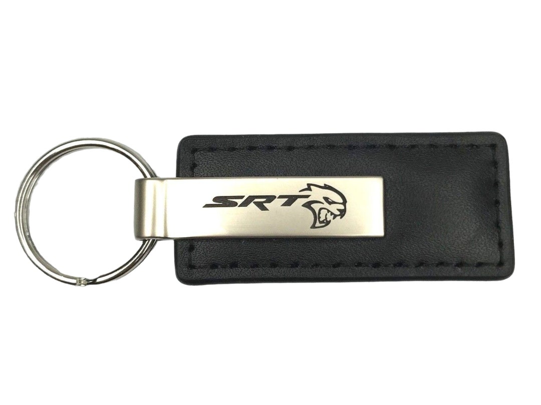 Black Dodge SRT Hellcat Logo Leather Keychain - Etsy
