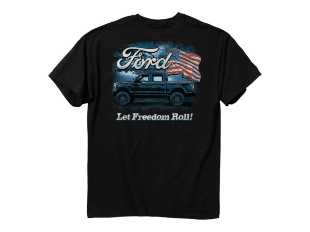 Ford F-150 Pickup Truck American Flag "let Freedom Roll" Script Black T ...