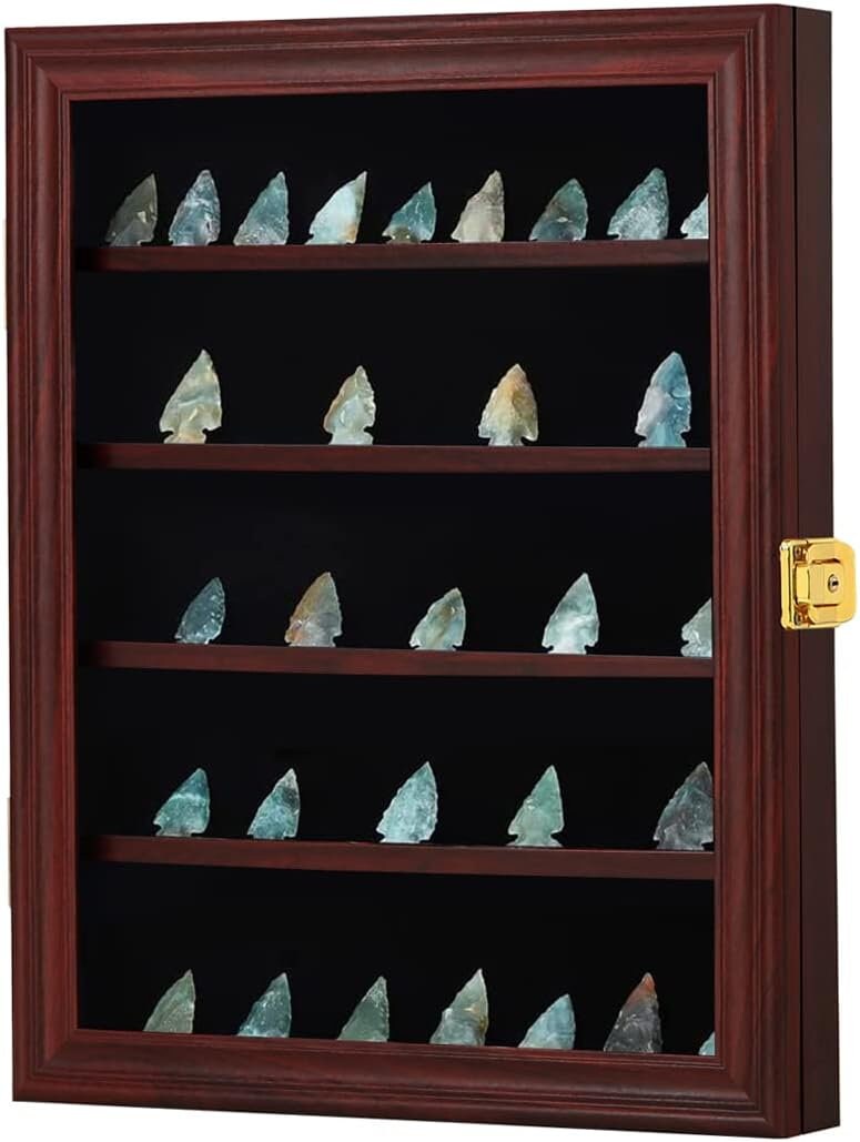 48 Slotted Wooden Rock Display Case Crystal Display Rock Collector Gift ...