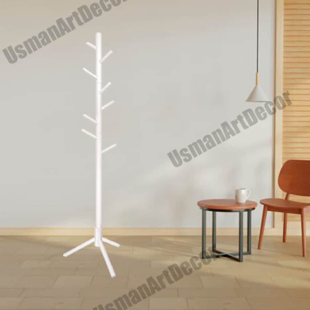 Handmade Wood Tree Coat Rack Stand With 8 Hooks Rustic Coat Rack modern ...